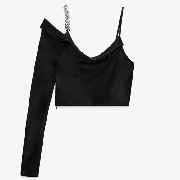 Zara | Tops | Zara Asymmetrical Chain Top | Poshmark